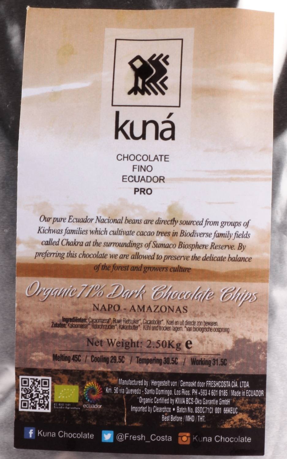 Kuná 2,5 kg Chocolate Drops 71% Napo Amazonas BIO - Clearchox International