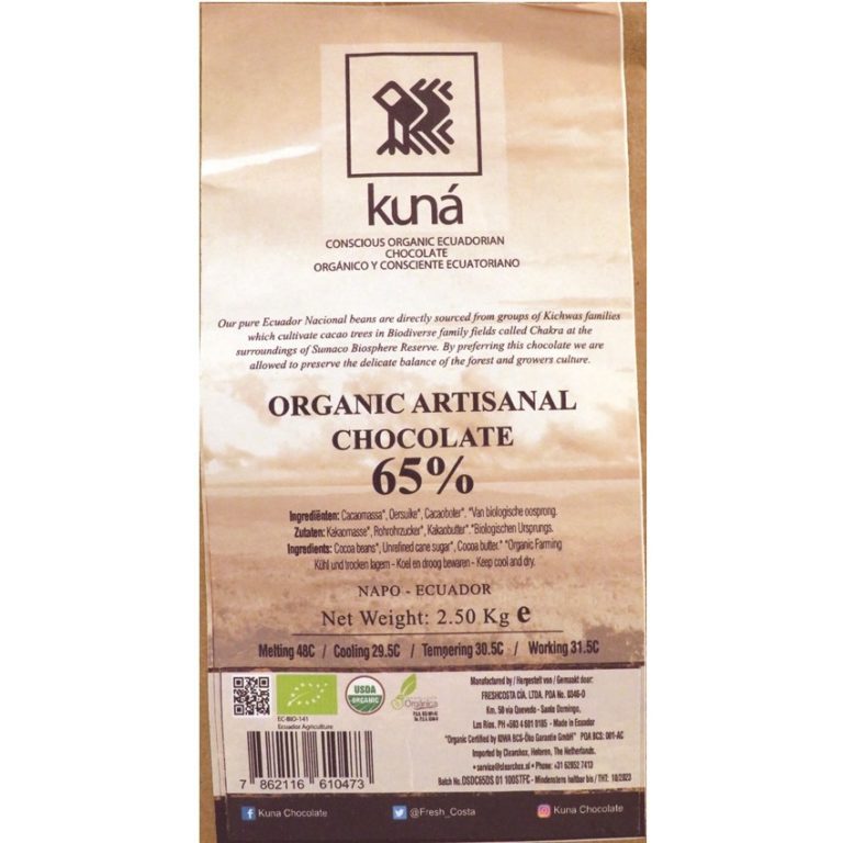 Kuná 2,5 kg Chocolate Drops 65% Napo Amazonas BIO - Clearchox International